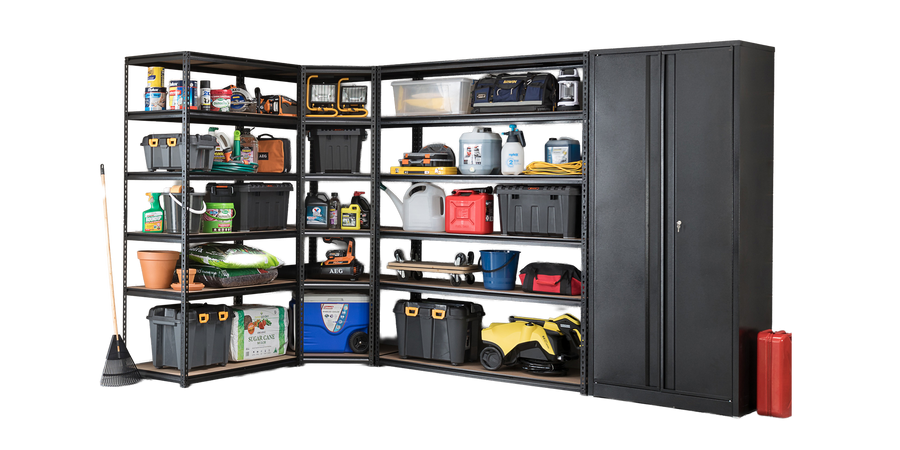 Heavy-Duty Garage Shelving | Medium 5-Tier MDF & Steel Storage Unit ...